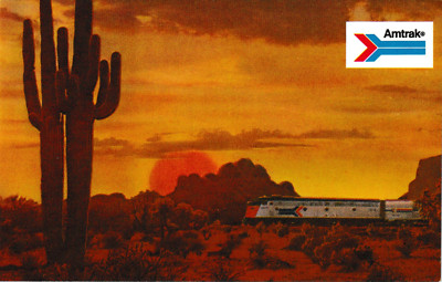 AMTRAK Amtrak issued card of a train passing thru the Great Southwest ...