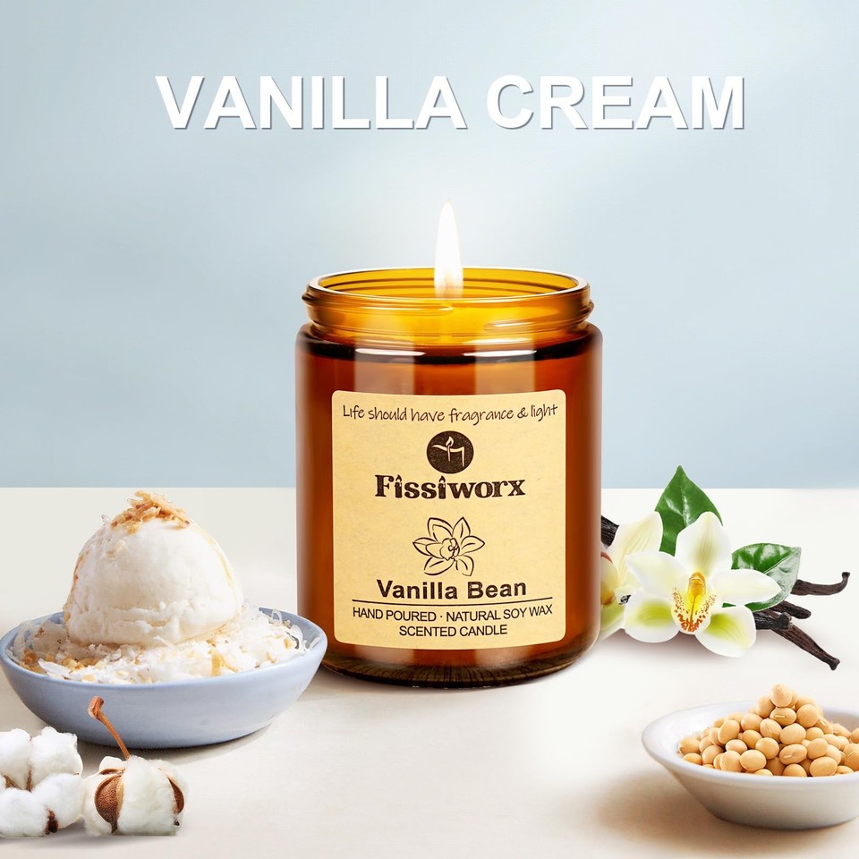 Vanilla Scented Candle Set 2 Pack, Candle for Home Scented, Odor ...