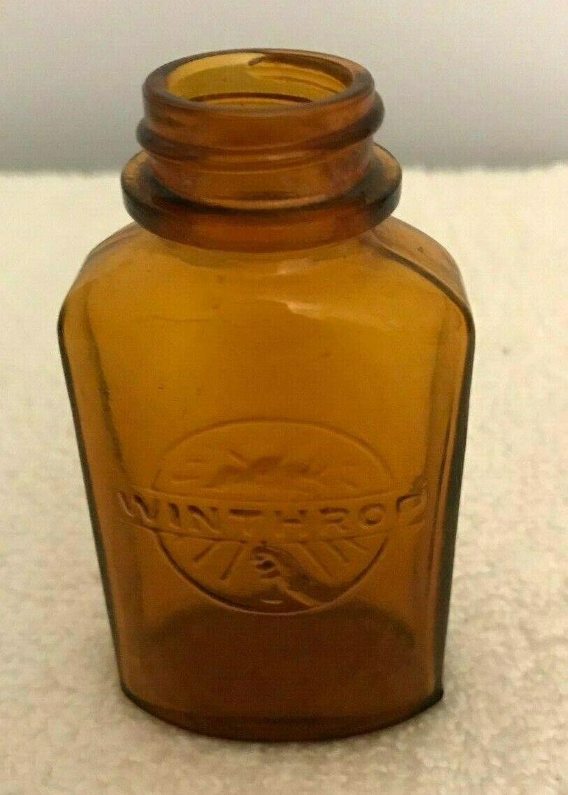 Vintage WINTHROP Small Collectible Embossed Amber Glass Bottle ...