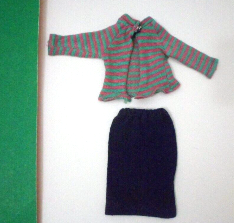 CLONE BARBIE MADDIE MOD SINDY CLOTHES NAVY KNIT SKIRT & STRIPE KNIT TOP ...