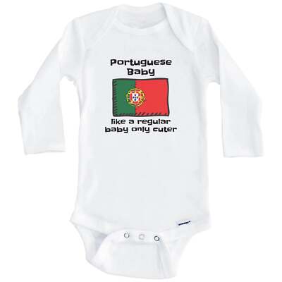 Portuguese Baby Only Cuter Funny Portugal Flag Baby Bodysuit (Long ...
