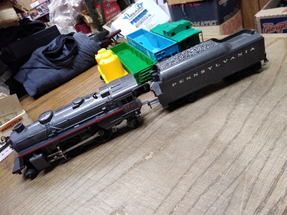 Vtg Lionel 8141 PRR Locomotive Tender 4 Car Train Set w/Light Smoke ...
