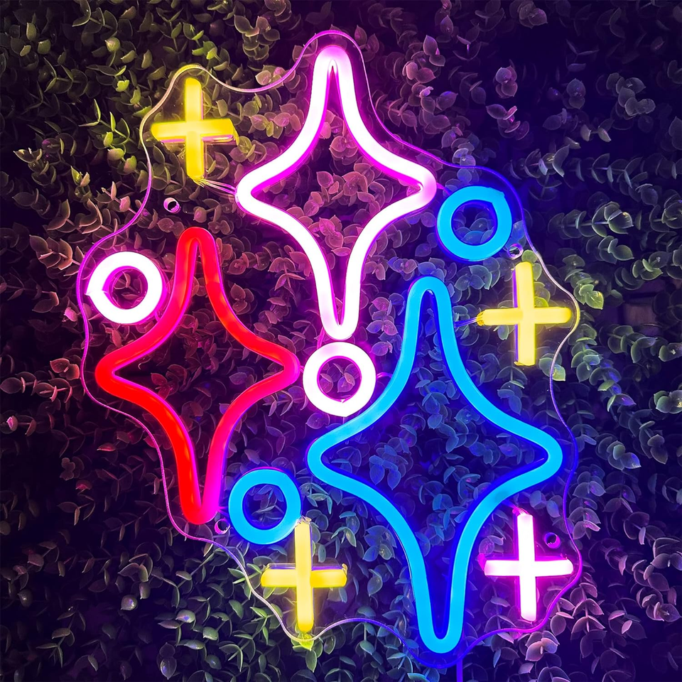 Star Neon Signs for Wall Decor, Handmade LED Twinkle Stars Neon Light ...
