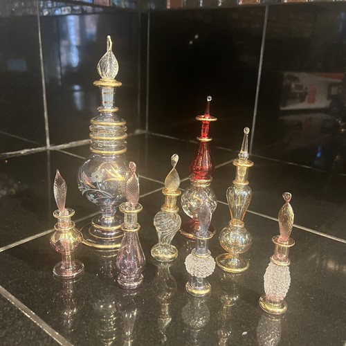 Hand Blown Glass Perfume Bottles w/ Applicator Stopper or Dabbers Lot ...