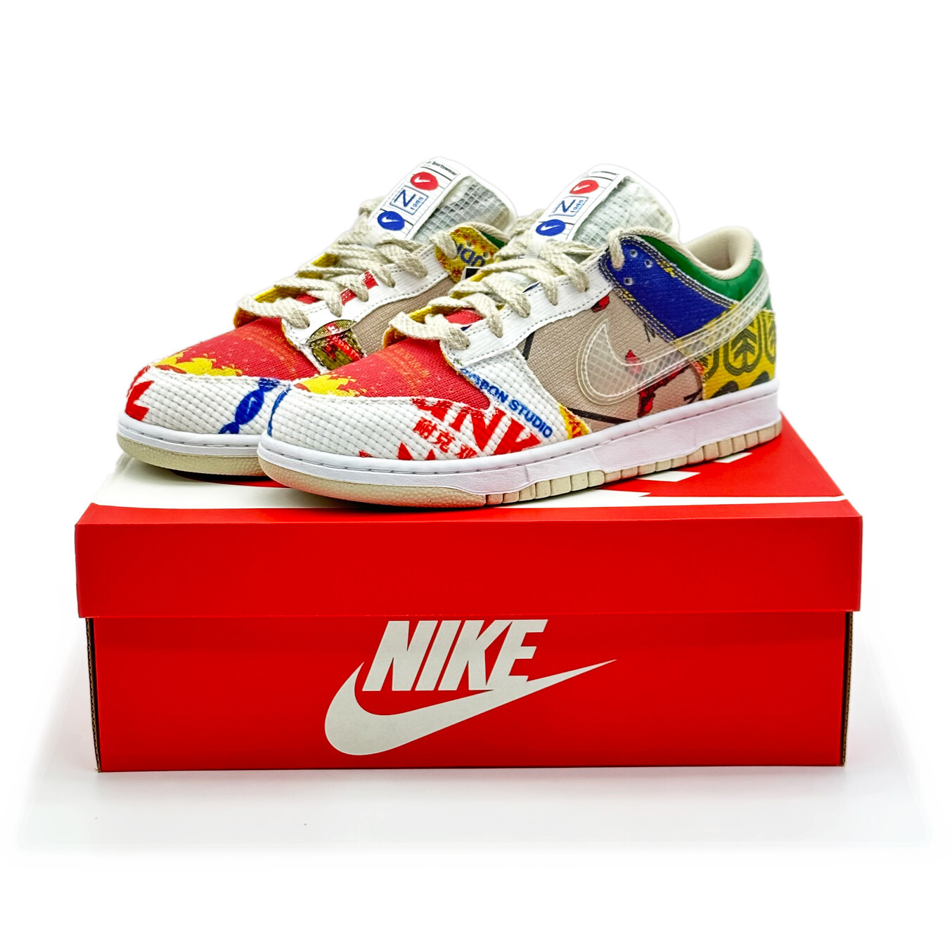 DA6125-900 Nike Dunk Low City Market Red White Beige Multi Green Yellow ...