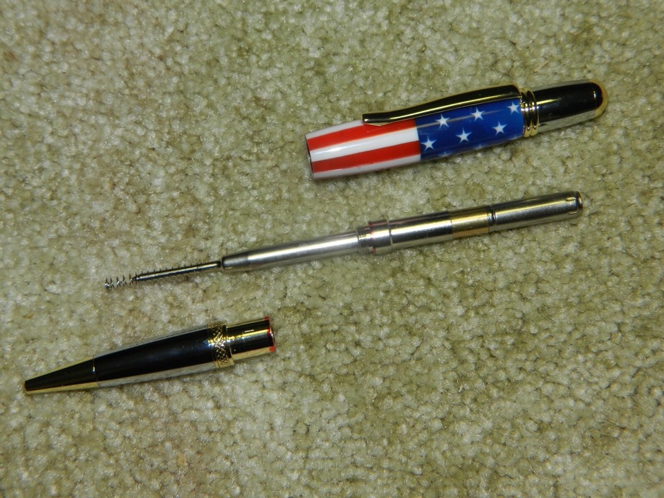 Gatsby Twist Pen with Stars and Stripes Body / Gold & Gun Metal Bright ...
