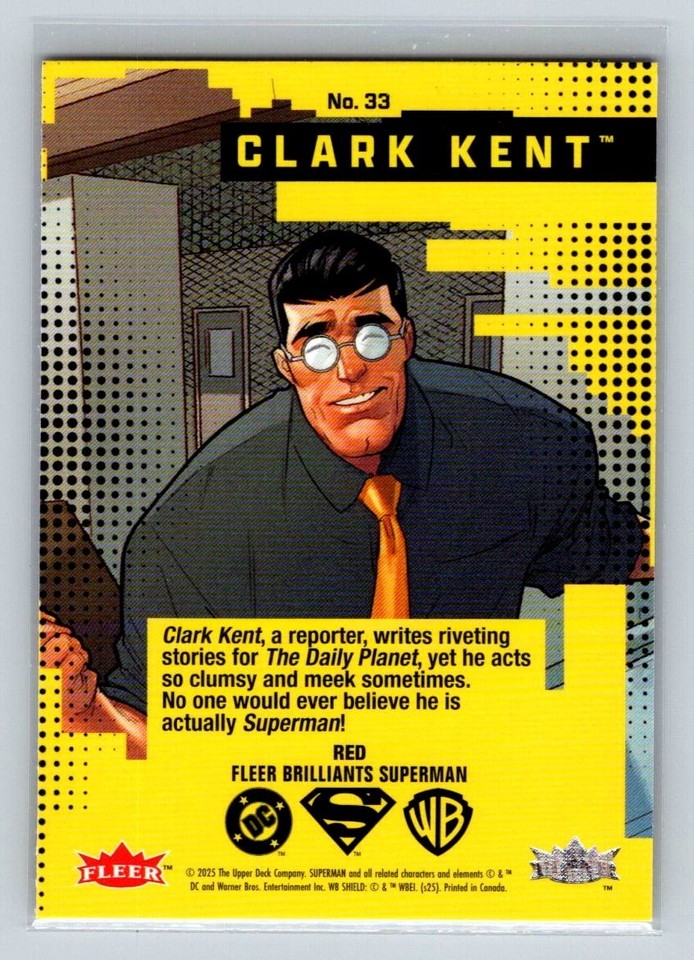 2025 Fleer Brilliants Superman Red Foilboard #33 Clark Kent DC Comics ...