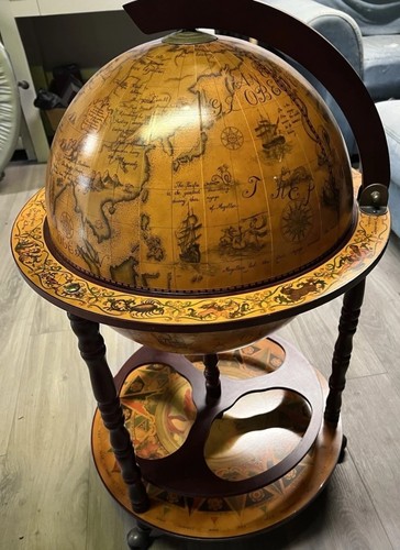 Vintage-Style Rolling Globe Hidden Brandy Cart 36 x 24 x 24” | eBay