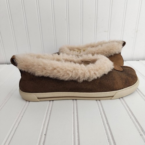 UGG Australia Rylan Womens Sz 10 Tan Moc Leather Sheepskin Lined Slippers 3048 | eBay