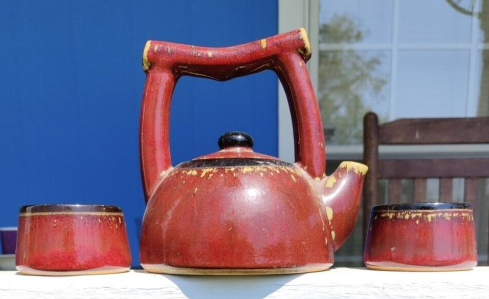 Pier 1 SHANGHAI TEA SET Teapot and 2 Cups | eBay