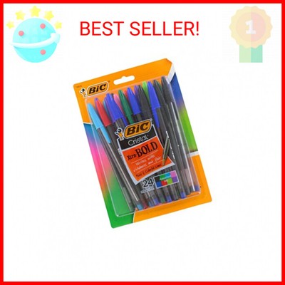 Bic Cristal Xtra Bold Stick Ballpoint Pens, 1.6mm, Bold Point, Assorted ...