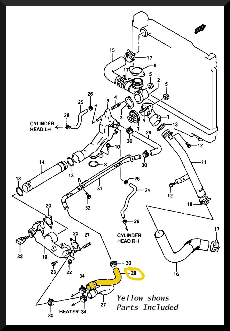 ORIGINAL SUZUKI HEATER OUTLET HOSE FOR GRAND VITARA, VITARA & XL7 17872 ...