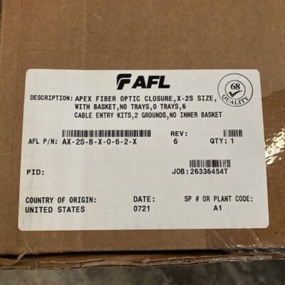 AFL AX-2S-B-X-0-6-2-X (NIB) Apex Sealed Splice Closure | eBay