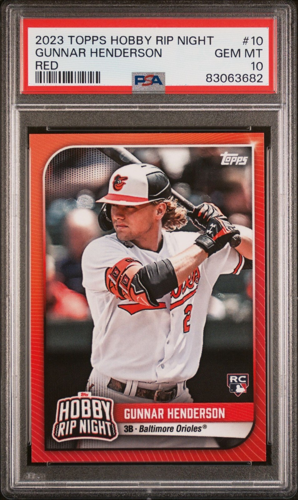 Gunnar Henderson 2023 Topps Hobby Rip Night Red SP Card #5 Rookie PSA ...