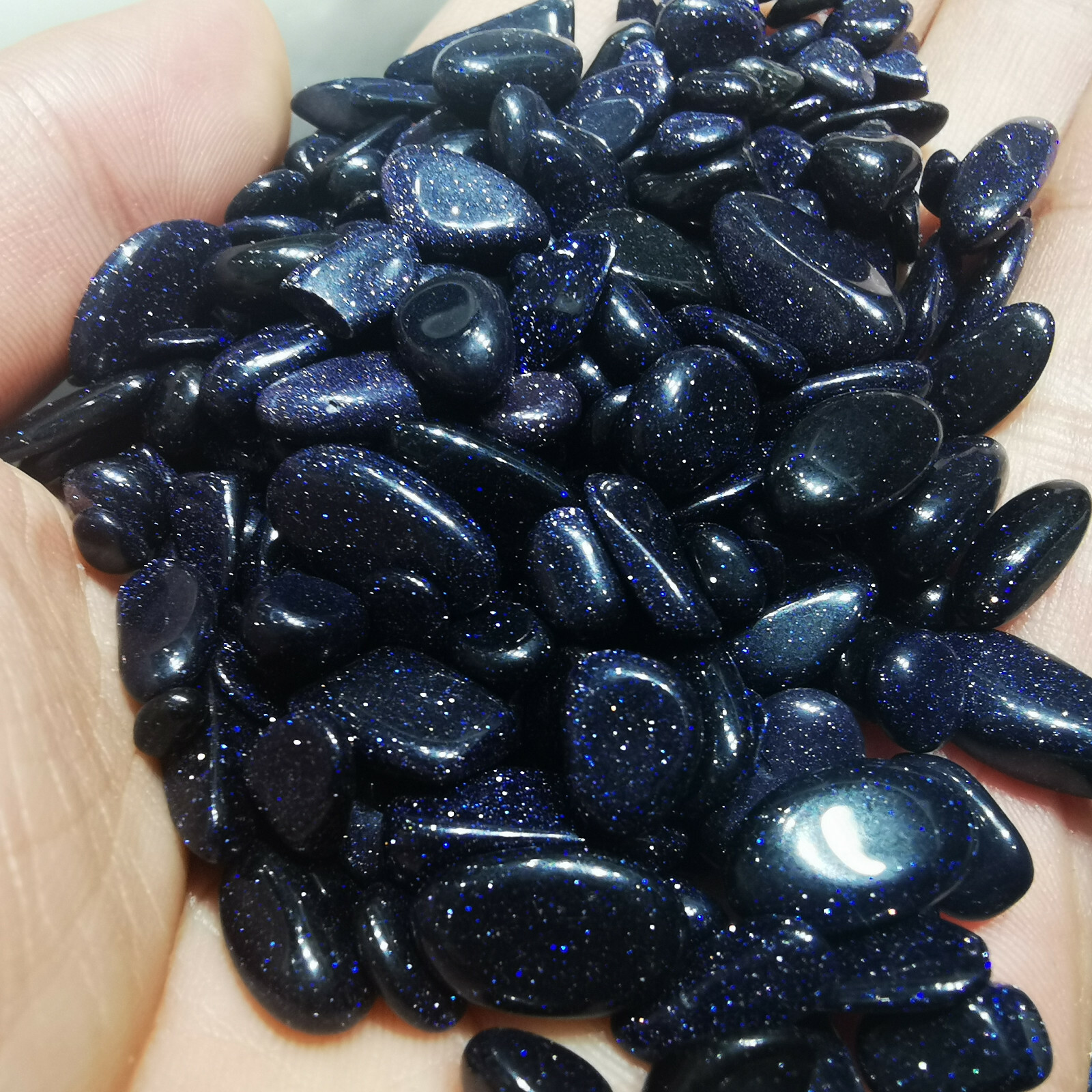 100g+ Natural blue gold sand Stone Quartz Crystal Specimen Gravel ...