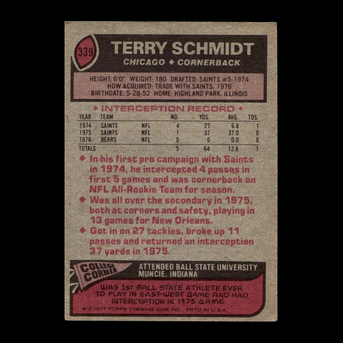 Terry Schmidt 1977 Topps Chicago Bears #339 R324E 28 | eBay
