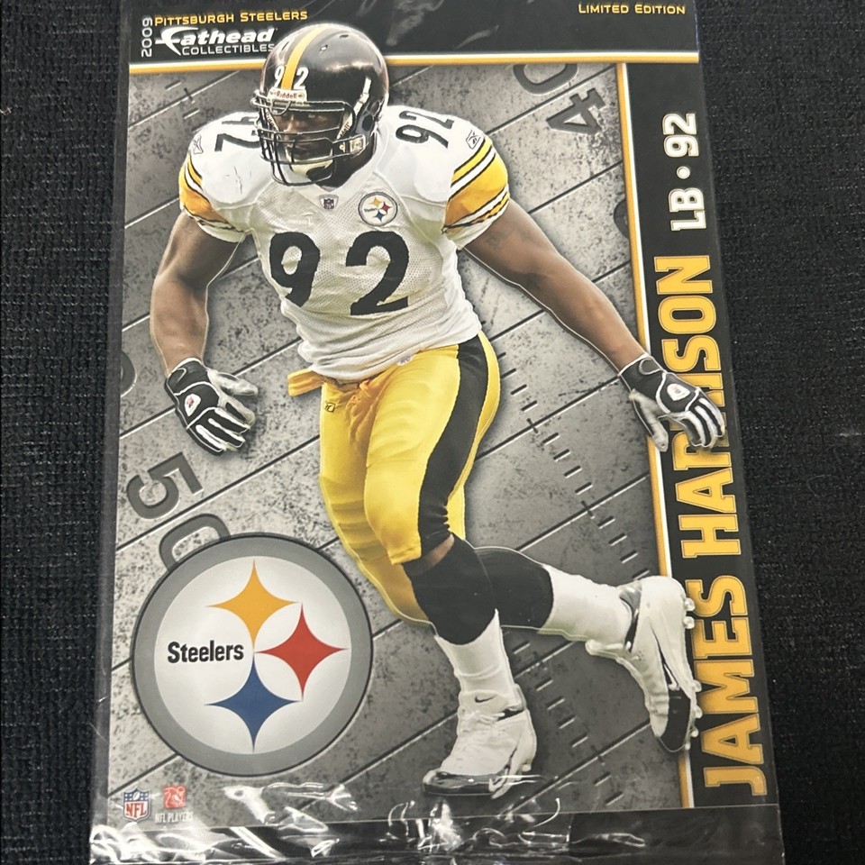 James Harrison LB#92 Pittsburgh Steelers Fathead Tradeable 2009 NFL 5 x ...