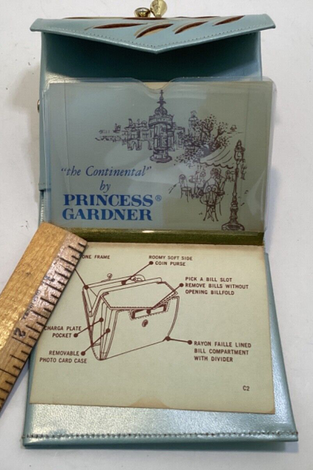 Vintage PRINCESS GARDNER Light Blue & Gold Cowhide Wallet Coin Purse | eBay