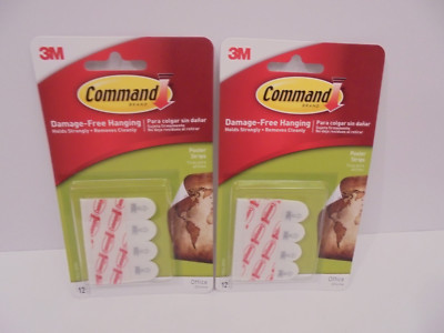 LOT OF 2 Command Poster Strips White Small 12 Strips Per Pack 24 Strips ...