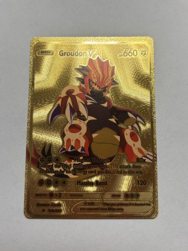 Groudon V Gold Foil Fan Art Display Card NM | eBay