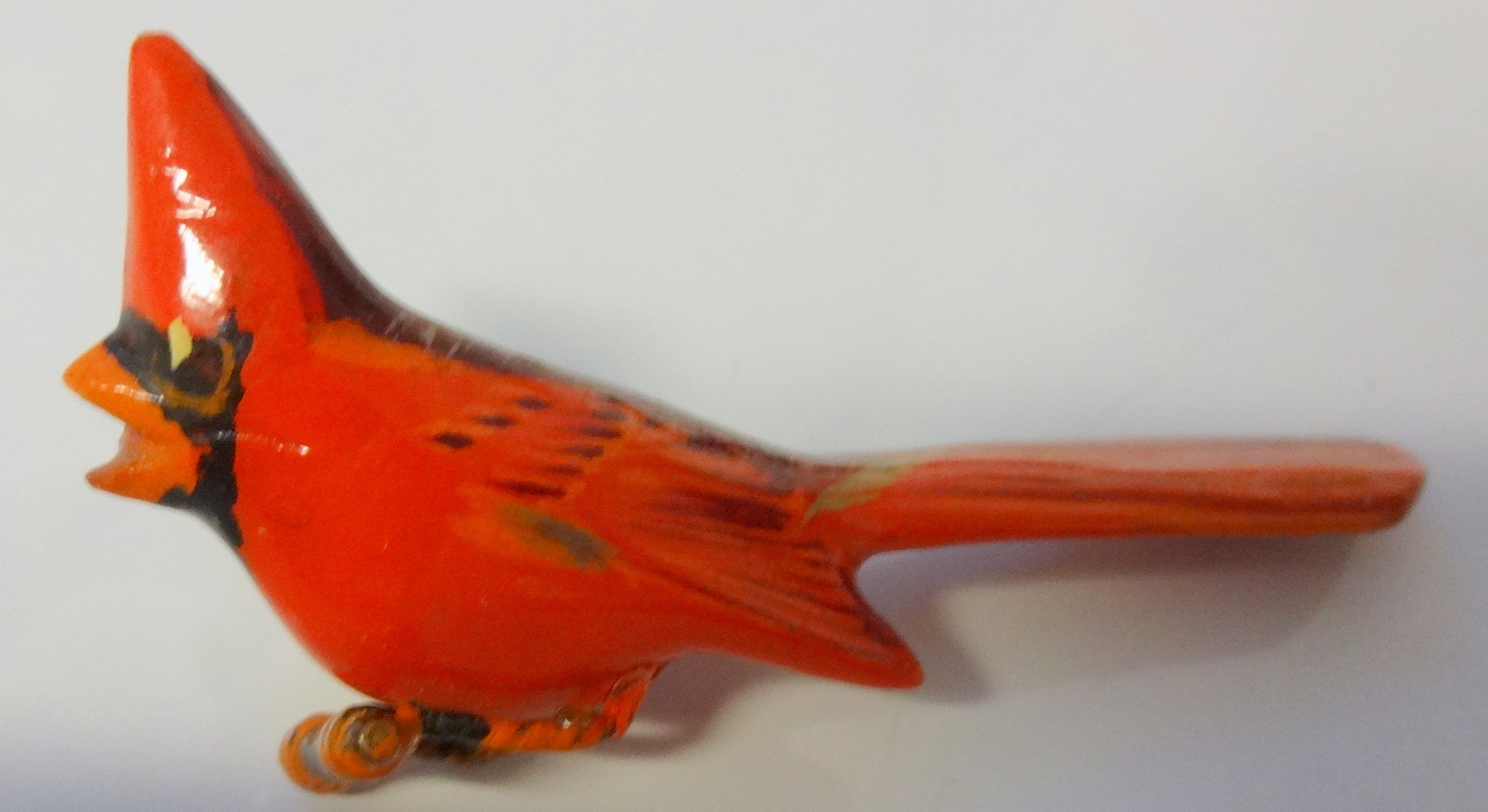 Vtg Hand Painted Wood Carved Red Cardinal Bird Pin Brooch | eBay