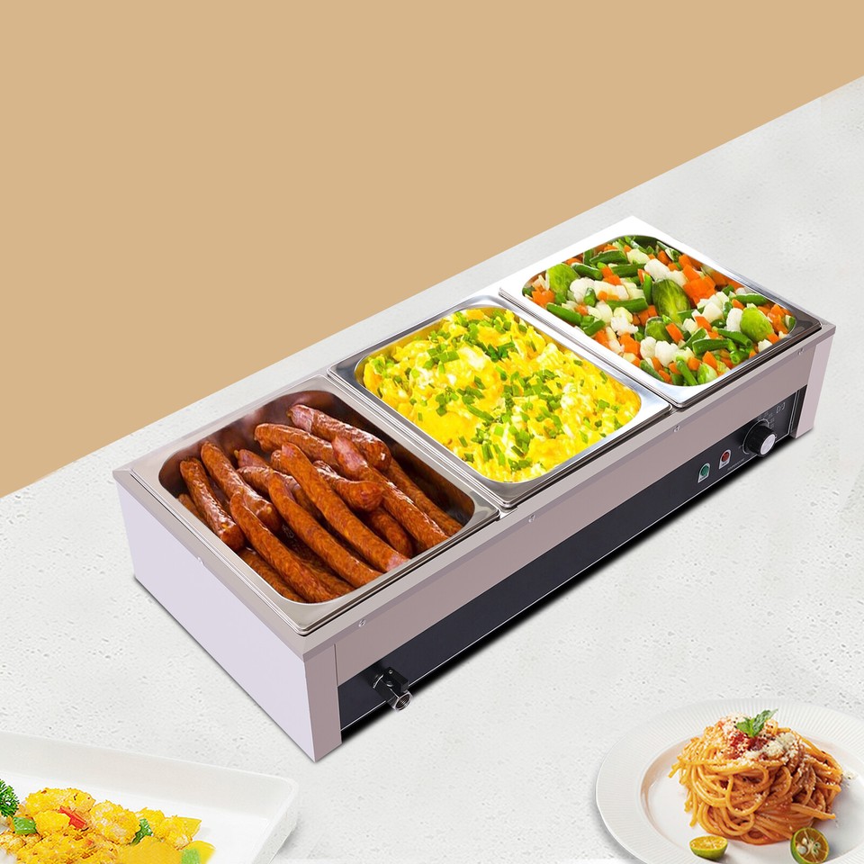 3 Pan Electric Food Warmer Steam Table Buffet Bain Marie Countertop ...