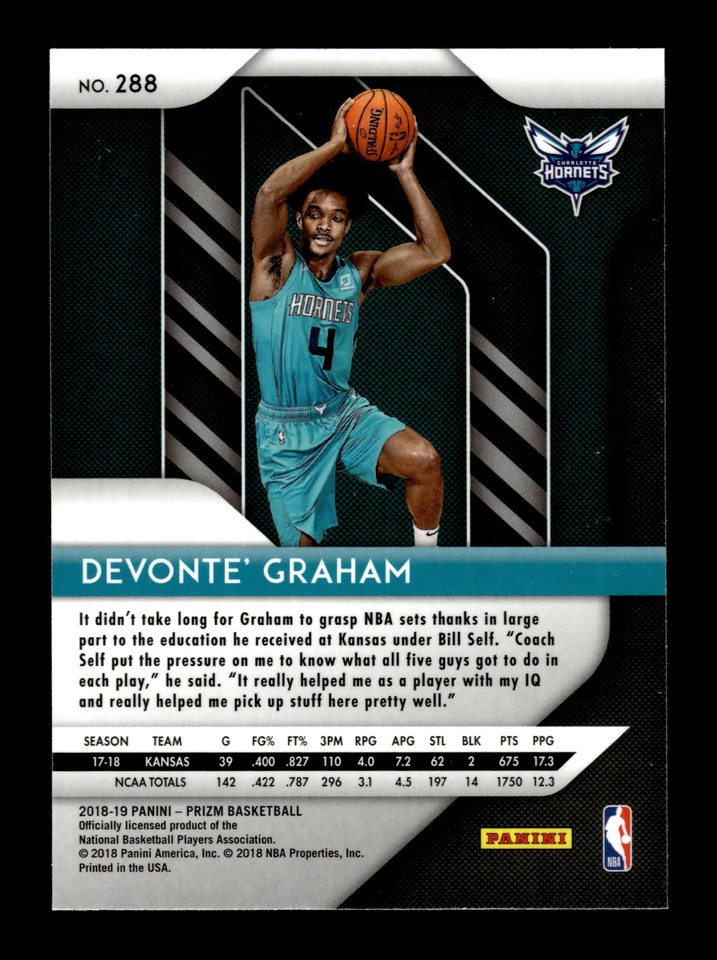2018-19 Panini Prizm NBA #288 Devonte' Graham Rookie Card RC Charlotte Hornets | eBay
