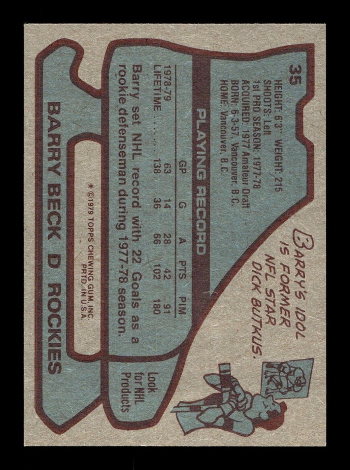 1979-80 Topps #35 Barry Beck Rockies NEAR MINT *9y | eBay