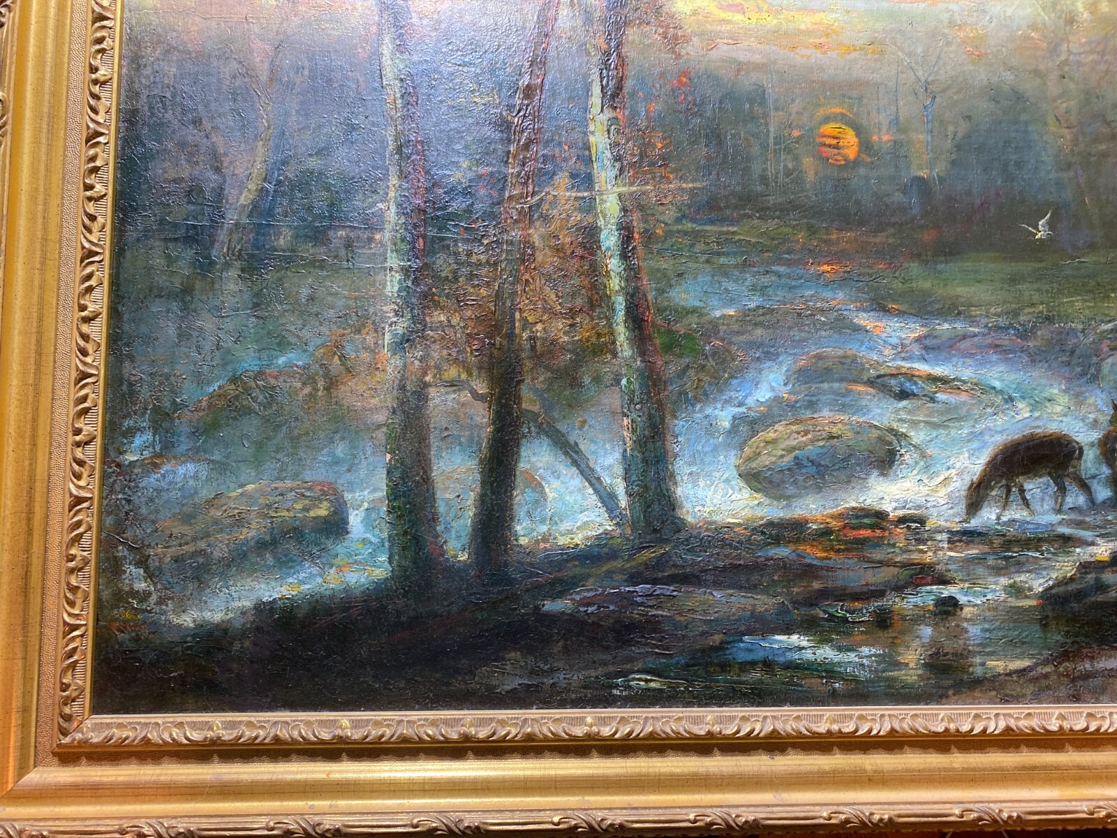 Huge Christopher High Shearer (1846 - 1926) "Deer In Landscape" Oil ...