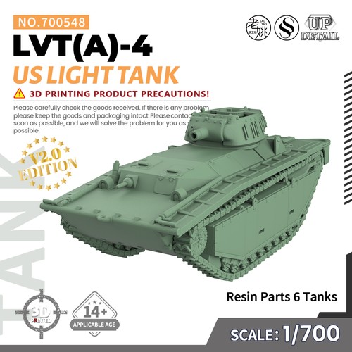Army Tank Unpainted 1/700 Military Model Kit US LVT A)-4 LIGHT TANK | eBay
