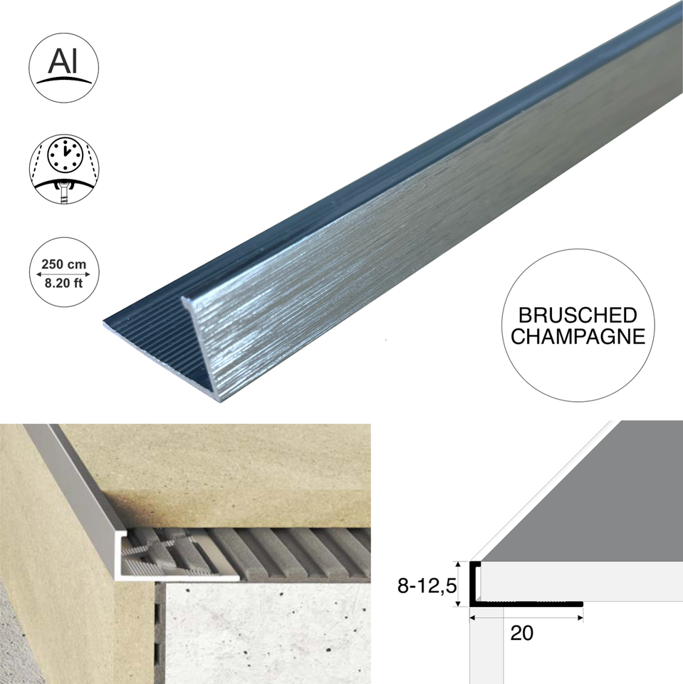 10x TILE TRIM STRAIGHT EDGE L SHAPE 2.5M ALUMINIUM Chrome, Metal ...