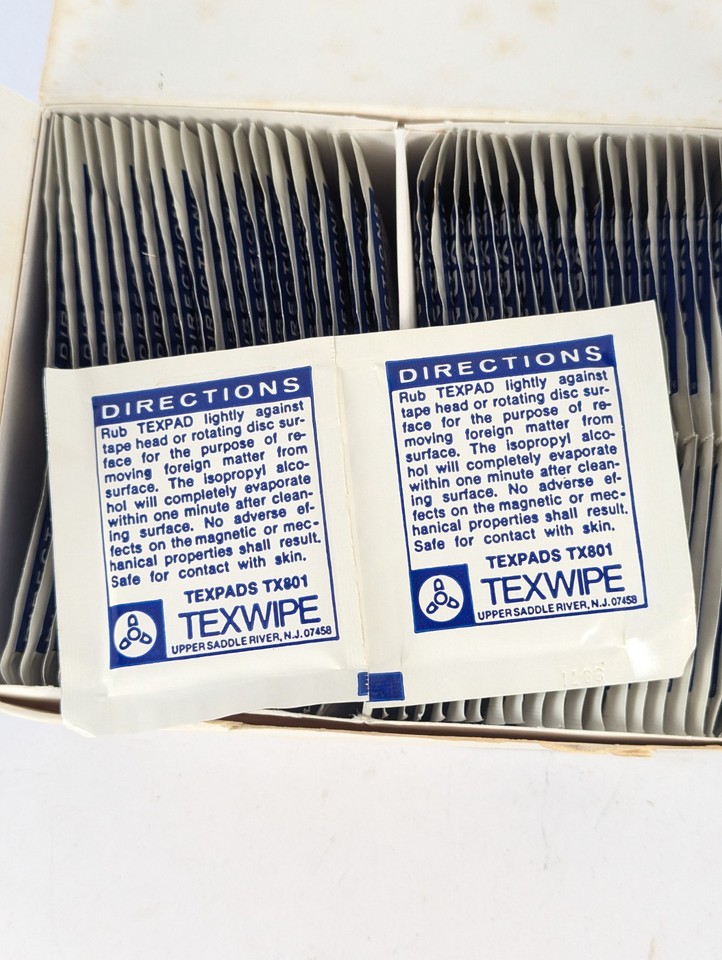 NOS Vintage TexPad TexWipe 80 Pads Magnetic Tape Head Cleaner TX801 ...