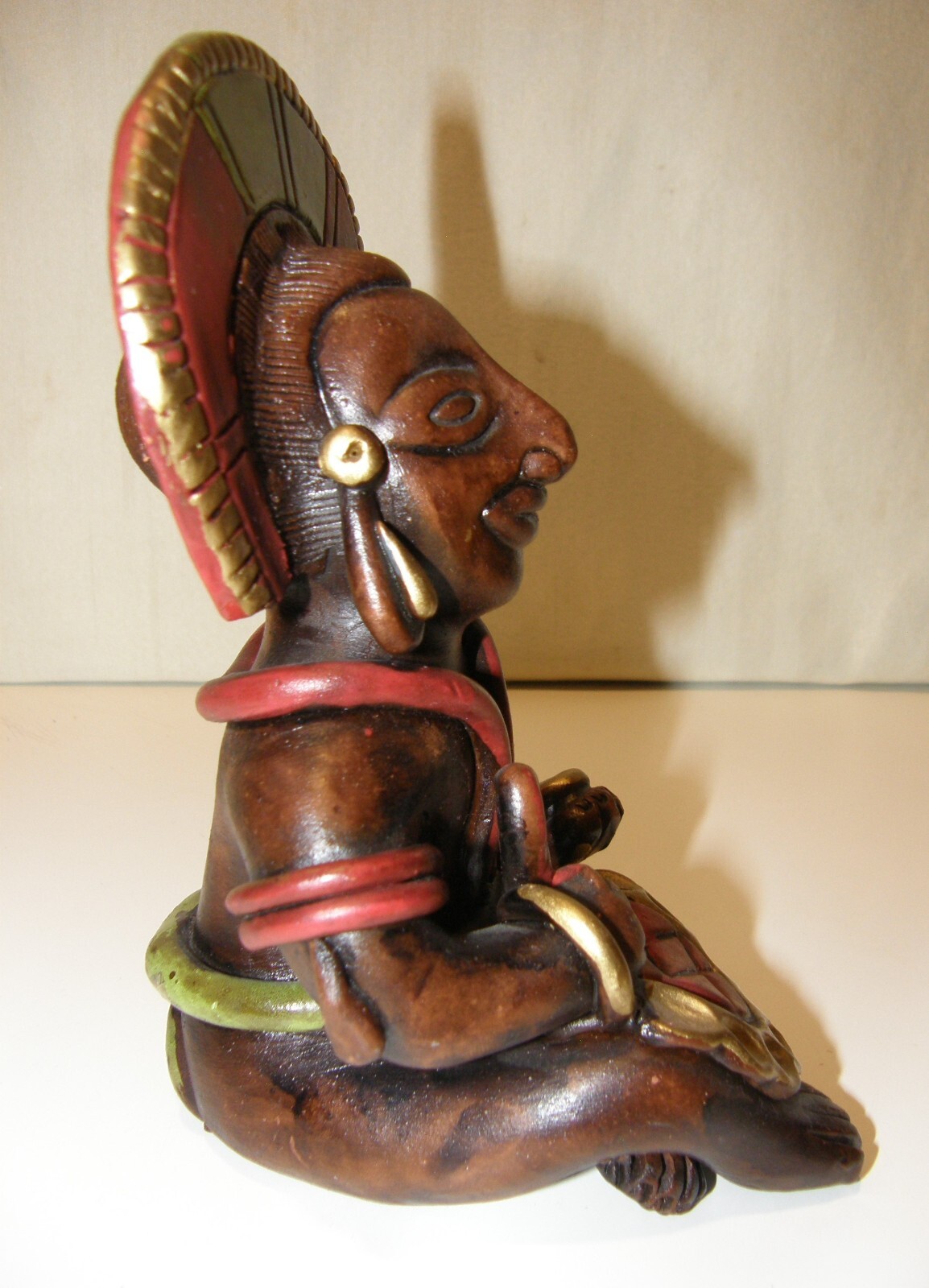 Clay Pottery Aztec Mayan Inca Warrior Chief Art Sculpture Folk Art ...