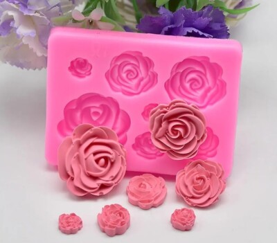 7 Rose Sugarcraft Silicone Fondant Mould Wedding Cake Decorating ...