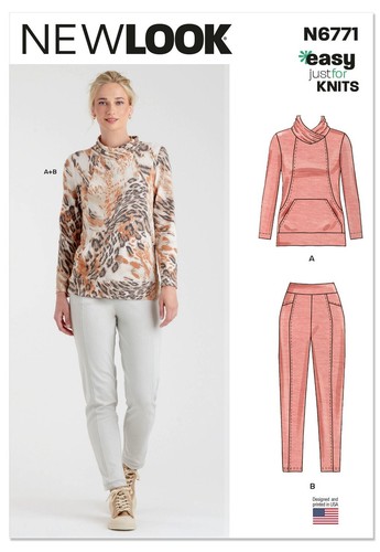 NEW LOOK SEWING PATTERN 6771 MISSES 4-26 EASY KNIT LONG SLEEVE TOP PULL ...