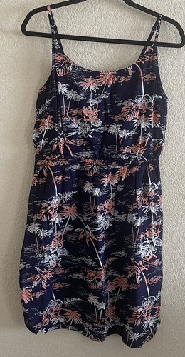Natural Reflections Women's Size Medium A Line Navy Blue palm Beach Sun ...