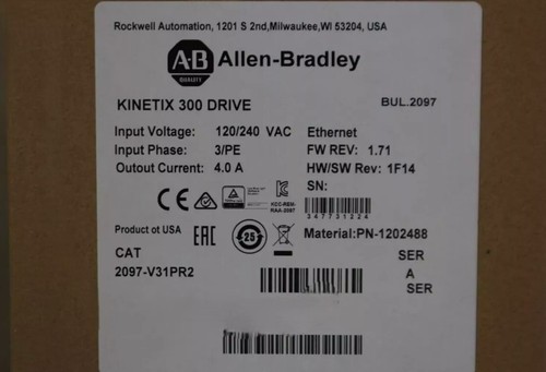 New Sealed Allen-Bradley 2097-V31PR2 SER A Kinetix 300 Ethernet/IP ...