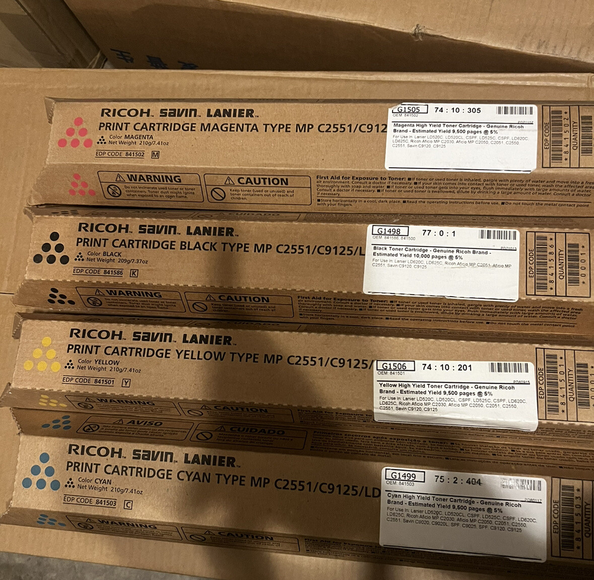 Ricoh MP C2551/C9125/LD625C Toner Set (B/C/M/Y) | eBay