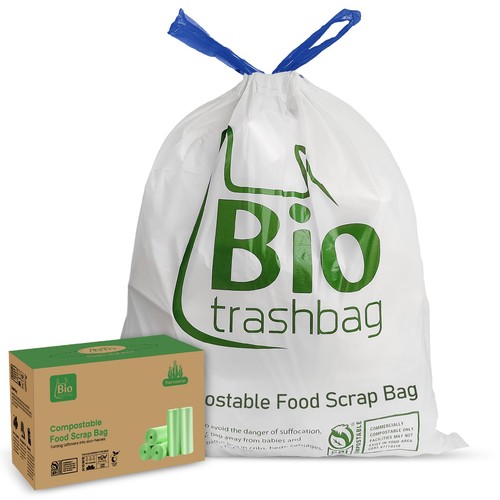 13 Gallon Compostable Trash Bags, 50 Count Biodegradable Drawstring ...