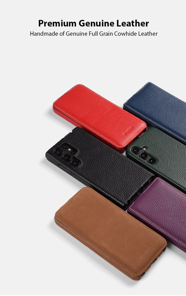 Genuine Leather Flip Case For Samsung Galaxy S25 S24 Ultra Plus ...