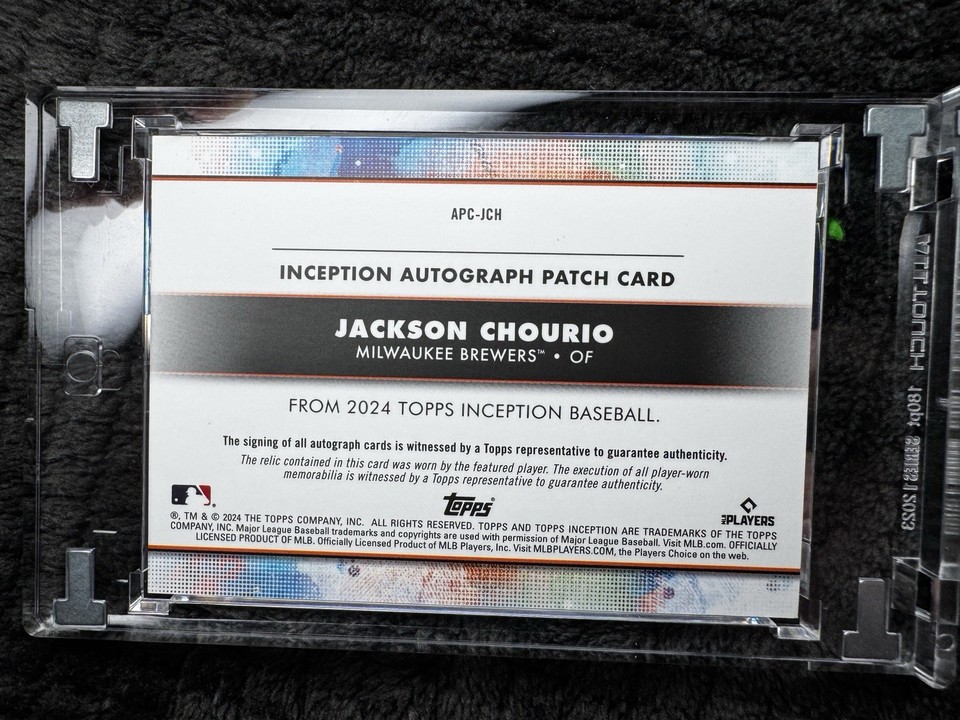 2024 Topps Inception JACKSON CHOURIO RPA 🔥/75 ROOKIE PATCH AUTO card ...