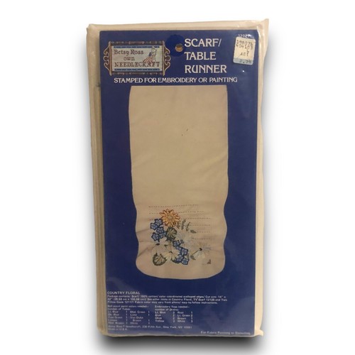 Betsy Ross Needlecraft Table Runner Country Floral Stamped Embroidery ...