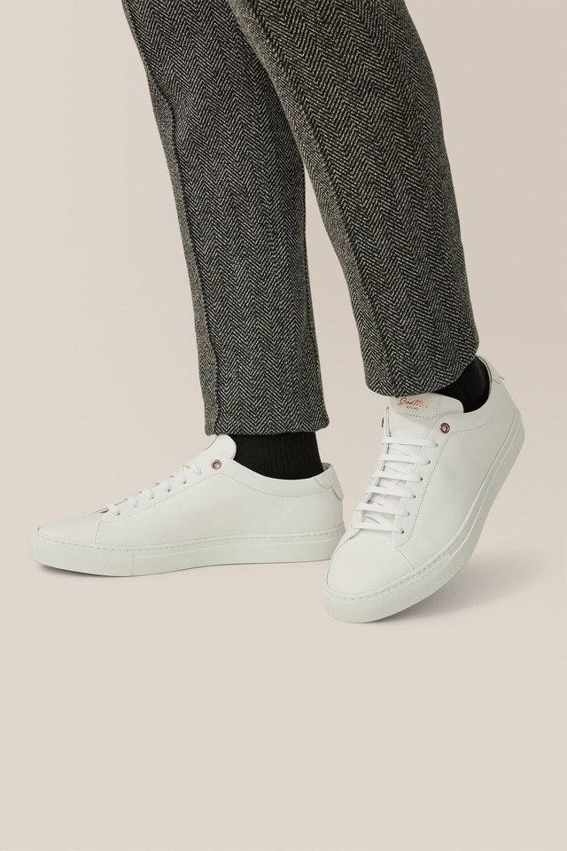 Good Man Brand Edge White Lo Top Sneaker Mono Nappa Leather Lace Men's ...
