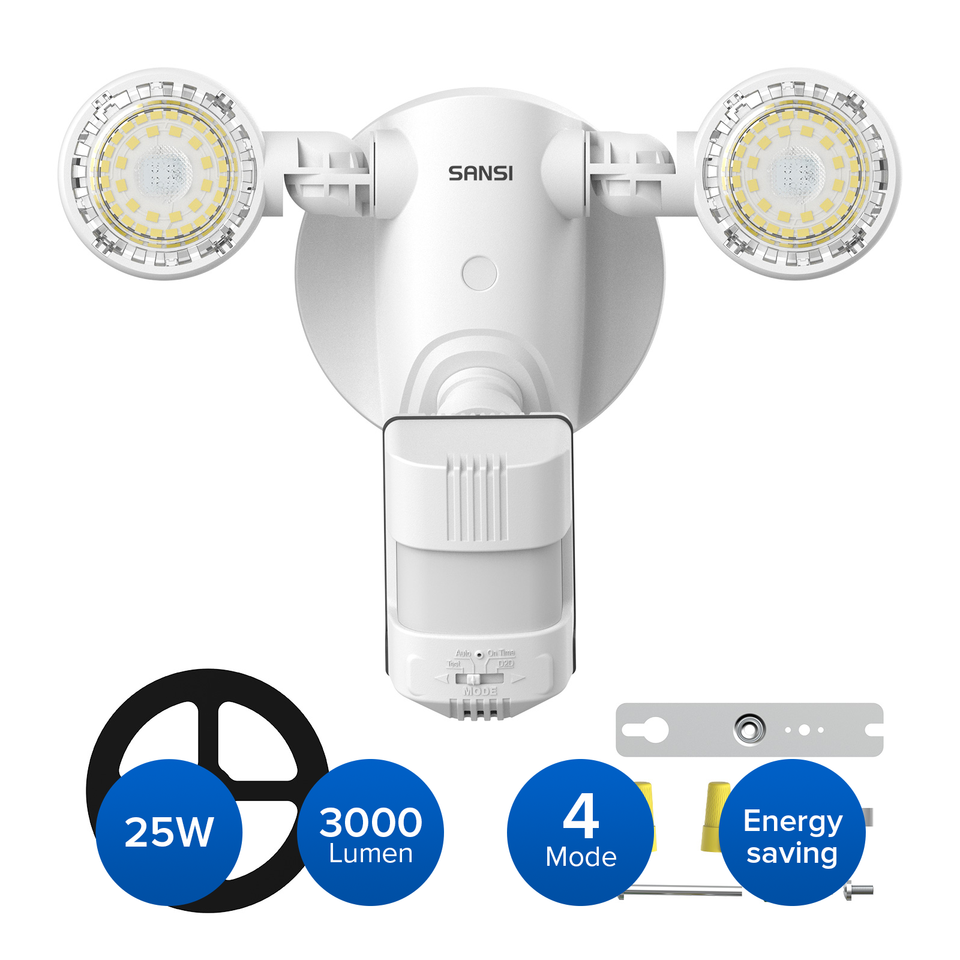 SANSI LED Motion Sensor FloodLight 25W 3000LM Outdoor Home Bright ...