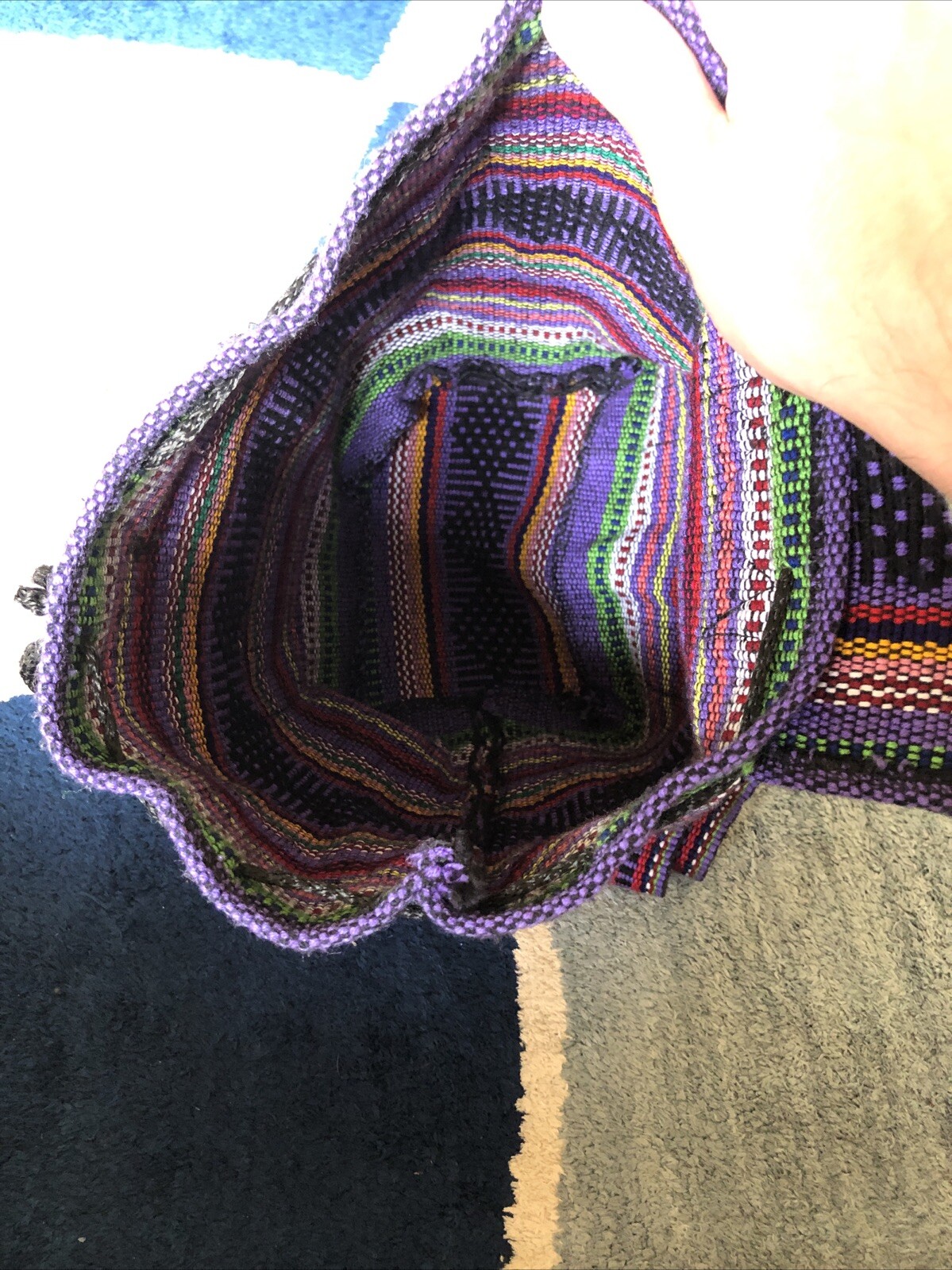 Artesanias Mr. Pinzon Mexico Woven Drawstring Boho Hippie Bag Rasta ...