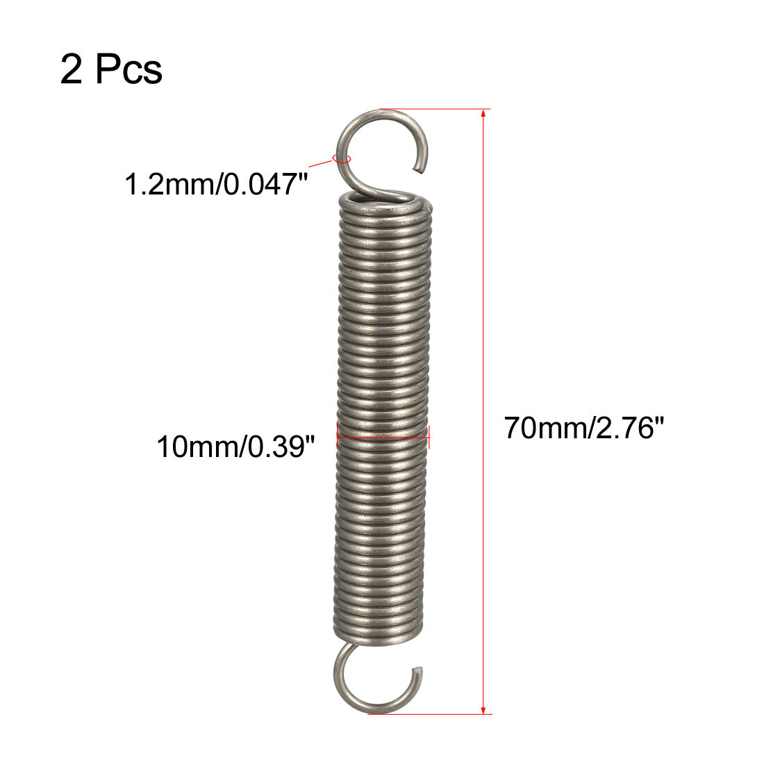 1.2x10x70mm Acier Inox Petit Double Crochet Ressort Tension 2Pcs | eBay