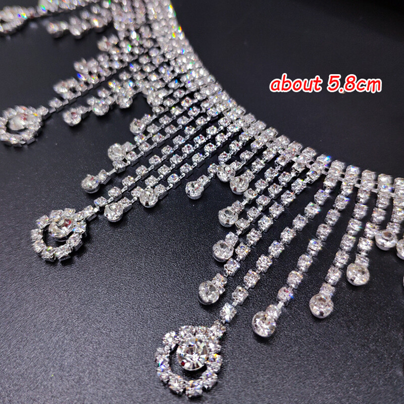 1 Yard Crystal Trimming Rhinestone Diamante Tassel Chain Dancewear ...