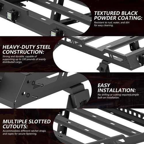 For 2018-2025 Jeep Wrangler JL JLU 4 Doors Roof Rack Hard Top Cargo ...