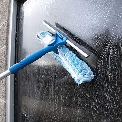 Professional 14″ Window Cleaning Tool: 2-in-1 Microfiber Scrubber and ...