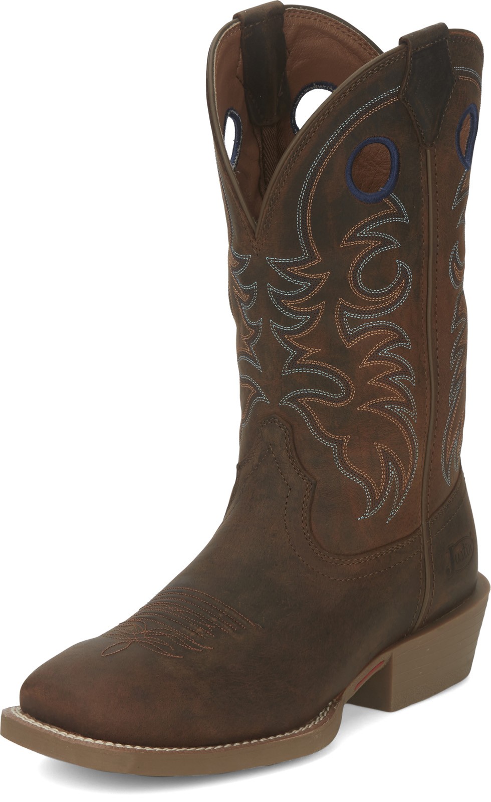 Justin Boots Muley Square Toe Water Buffalo Mens Brown Cowboy Western ...